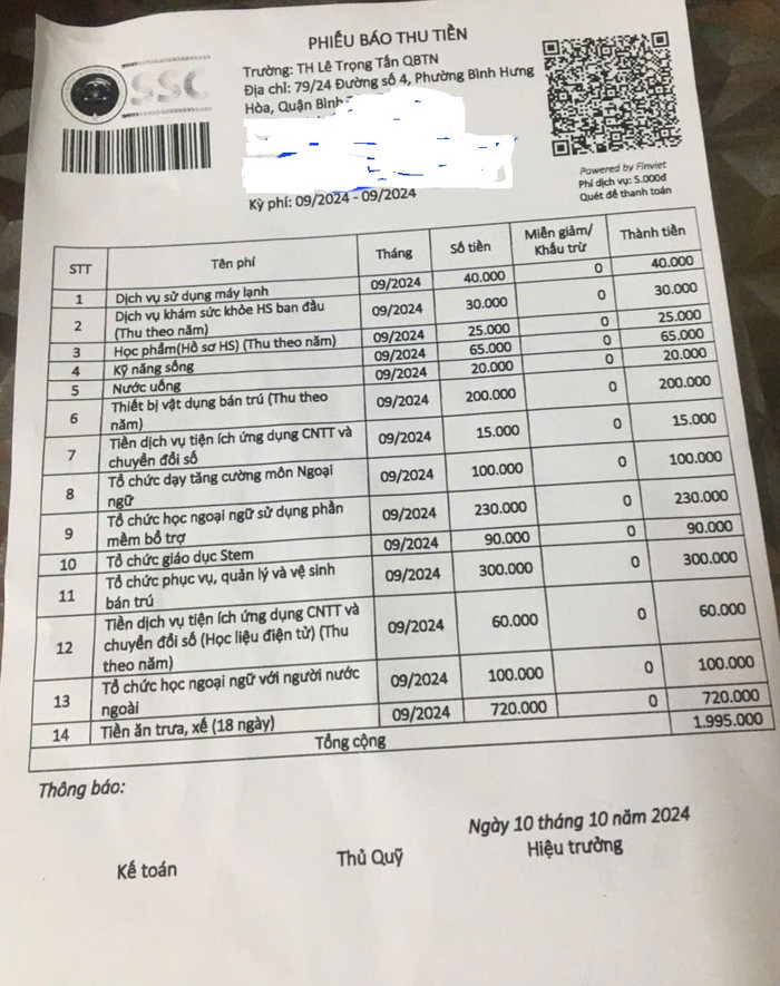 TH Lê Trọng Tấn có tới 3 loại tiếng Anh liên kết thu tiền, hiệu trưởng ...